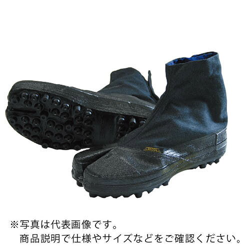 特長：ピンがそれぞれ独立しており、土をつかむ力が強いスパイク足袋です。斜面などで活躍します。大バセ4枚。股割れ部分の溝が埋まっており、小枝などが挟まりにくいです。用途：林業。土木業。仕様：寸法(cm)：24.5色：黒24.5EE黒材質／仕上...