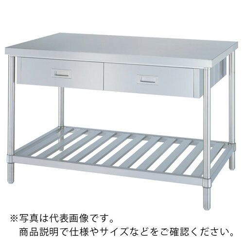 特長：部品や工具などの収納に便利な引出付の作業台です。耐食性に優れたSUS304製作業台です。用途に合わせて高さ変更が可能です。（工場オプション）高さ850mm以下同一価格です。直径φ38mm太径パイプ採用の丈夫な作業台です。用途：研究施設...