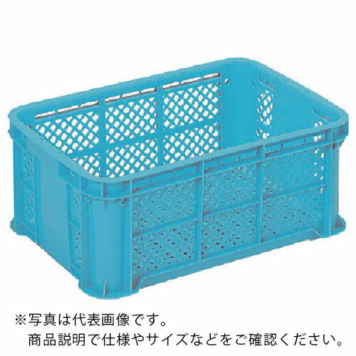 特長：全面網目のコンテナーです。耐荷重に優れ安定した段積みが可能です。用途：農業用収穫箱仕様：色：ライトブルー容量(L)：31.3適合カード差し(別売)：両長辺22型-B　両短辺9、9.5、10、10-2型外形寸法(mm)間口：533外形寸...