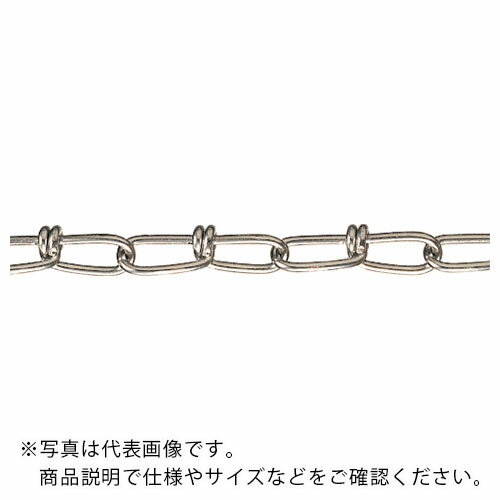 特長：複雑な曲げの形状で溶接なしが特長です。仕様：全長(m)：7.1〜8（リンク内側×内側）使用荷重(kN)：0.34線径d(mm)：2.6内長P(mm)：38.0内幅W(mm)：7.2SUS304　ステンレスビクターチェーン　2.6-V　...