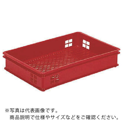 特長：シンプルな形状のばんじゅうです。表面の凹凸が少ない為、洗浄性、水切れ性に優れおり、食品搬送用に最適です。仕様：色：レッド容量(L)：27.2外形寸法(mm)間口：696外形寸法(mm)奥行：440外形寸法(mm)高さ：119有効内寸(...