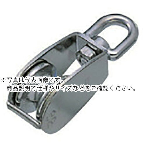 特長：アイの部分がスイベルになっているので、よじれません。用途：ロープを通し、荷物等の吊り上げや、引っ張り作業。仕様：A(mm)：54D(mm)：8L(mm)：127B(mm)：30C(mm)：20車溝幅(mm)：16使用荷重(kN)：2....