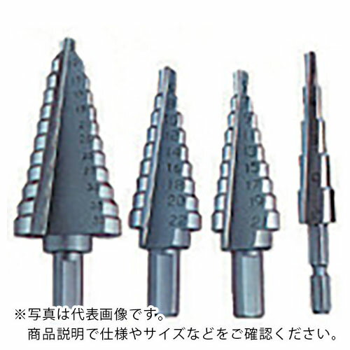 特長：1本でいろいろなサイズの穴あけができます。本体材質はHSCO鋼(コバルトハイス)を採用し、耐磨耗性・耐熱性に優れています。仕様：段幅(mm)：5段数(段)：9シャンク径(mm)：10穴あけ寸法(φ)：5、7、9、11、13、15、17...