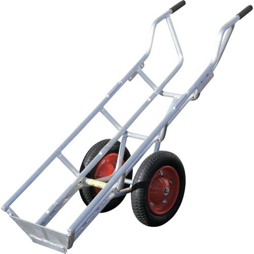 特長：本体はアルミ製で軽量、運搬や車両への積み下ろしが楽に行えます。50kgボンベがピッタリ収まる丈夫な設計です。用途：LPガスボンベの運搬に仕様：均等荷重(kg)：120長さ(mm)：1500幅(mm)：440完成品使用タイヤ：13×3D...