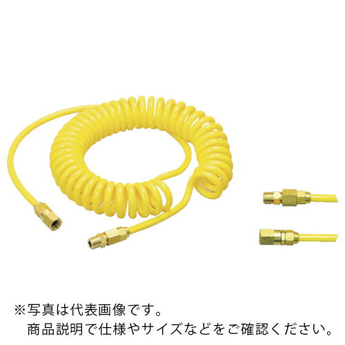 特長：折れグセが付きにくく、バネ特性を持ち、エアー工具用として便利です。用途：塗装、吹き付けエアー用、工場内エアーツール用。仕様：コイル径(mm)：42外径(mm)：8使用範囲(m)：8色：イエロー全長(mm)：1400内径(mm)：5ホー...