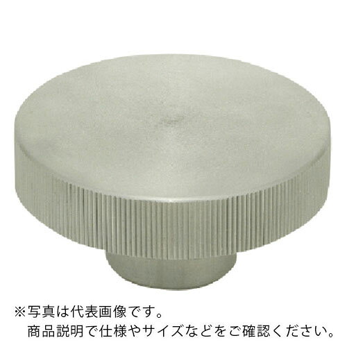 特長：押しねじ穴2ヶ所加工品です。仕様：ハンドル径(mm)：50ボス径(mm)：22リーマ穴径(mm)：10リーマ穴深さ(mm)：18ハンドル　小型ステンレスハンドル車(加工付)材質／仕上：ステンレス(SUS303)注意：握り取付け用タップ...
