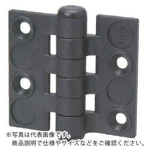 特長：オール樹脂製です。腐食を嫌う環境での仕様に最適です。仕様：エンプラフラットヒンジ材質／仕上：本体：ポリアミド つや消しブラックピン：ポリアセタールエンドキャップ：ポリアセタール注意：高温または多湿の条件下でご使用の場合は、樹脂の材料特...