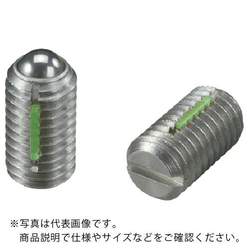 特長：ネジ部本体にスプリングを内蔵し、押し圧によってボールをストロークし位置決めします。ロングロックが緩み防止になります。仕様：荷重(N)：65.0〜125.0ストローク(mm)：3.5ボール径(mm)：10.0ねじ径：M16×2.00本体...
