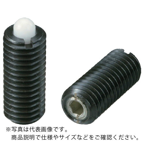 特長：ネジ部本体にスプリングを内蔵し、押し圧によってセンターピンをストロークし位置決めします。仕様：スプリングプランジャー材質／仕上：本体：SUM22L 黒染めコイルバネ：SWPAセンターピン：ポリアミド　●メーカー取寄商品について 本商品...