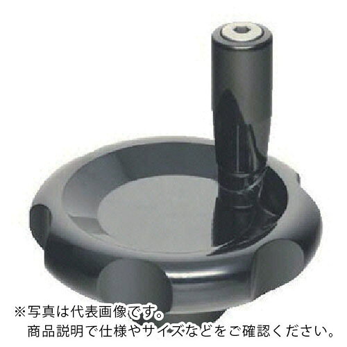 特長：握りは回転握り(RGS)を使用しています。仕様：外径(mm)：99ノブ高さ(mm)：44ボス穴径(mm)：8ボス穴深さ(mm)：14材質／仕上：ノブ：フェノール樹脂 ブラックインサート：SUM22L 黒染め握り：フェノール樹脂 ブラッ...