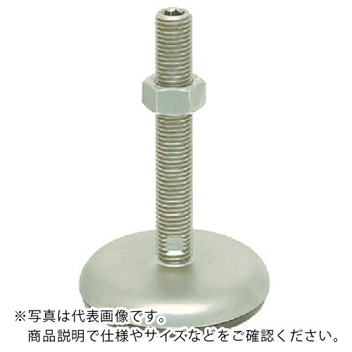 特長：スイベル構造で傾斜した状態でも26000Nの荷重に耐えられます。ラバー付きです。防錆に優れたSUS304を使用しています。硫黄物の含有量が少ない為、医療機器、食品関係の装置等の衛生面や腐食の心配される場所に適しています。調整用レンチ掛...