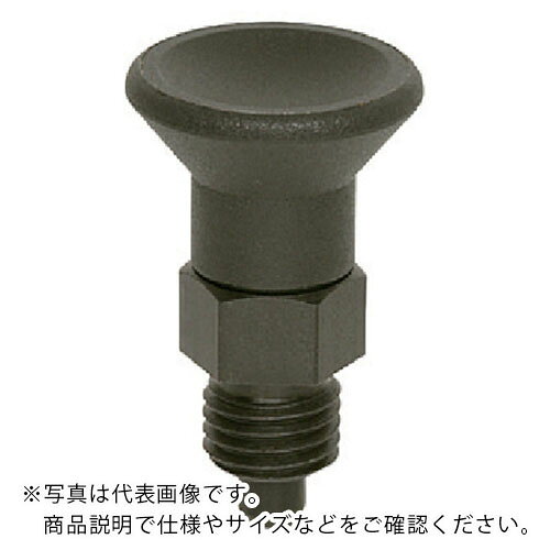 特長：ノブの操作でノーズがストロークし、位置決めします。ネジ部に逃げ加工を施してあります。仕様：インデックスプランジャー材質／仕上：本体：SUM22L 黒染めノブ：ポリアミド つや消しブラックコイルバネ：SUS302WPAノーズ：SUM22...