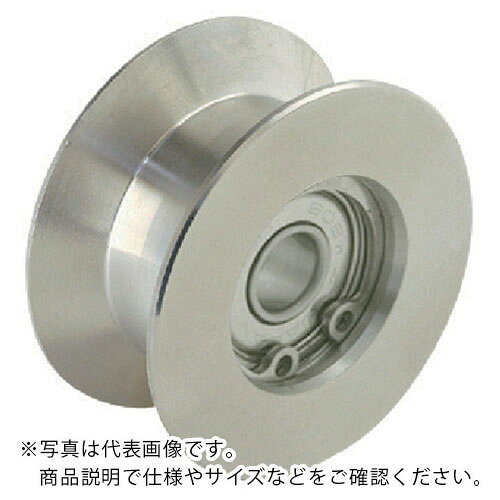 特長：各種スライド扉や搬送用のローラーに最適です。重荷重仕様です。レールは市販のミガキ六角鋼がご利用できます。仕様：ガイドローラーV型材質／仕上：本体：SUS303ベアリング：SUS440C止め輪：SUS304注意：北海道・沖縄運賃1500...
