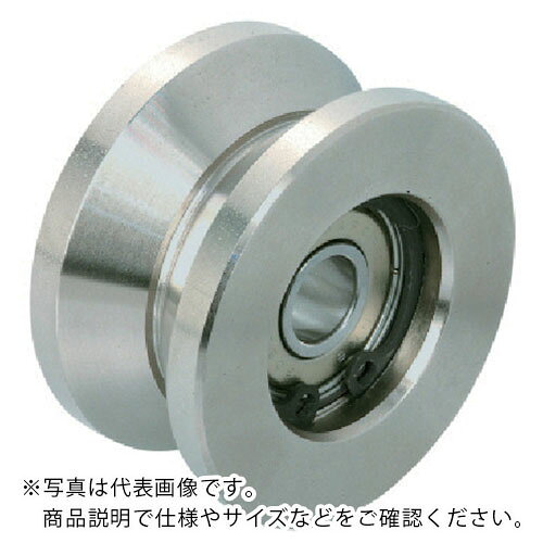 特長：各種スライド扉や搬送用のローラーに最適です。中荷重仕様です。レールは市販の山形鋼がご利用できます。仕様：ガイドローラーY型(ダブル)材質／仕上：本体：S45C 無電解ニッケルメッキベアリング：スチール止め輪：スチール注意：北海道・沖縄...