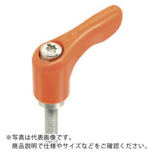 特長：半径(30mm)の回転でクランプできます。仕様：ミニクランプレバー(SUS製)材質／仕上：レバー：亜鉛ダイキャスト(ZDC1) 塗装 オレンジネジ部：SUS303注意：北海道・沖縄運賃1500円　●代表画像について 商品によっては、代...