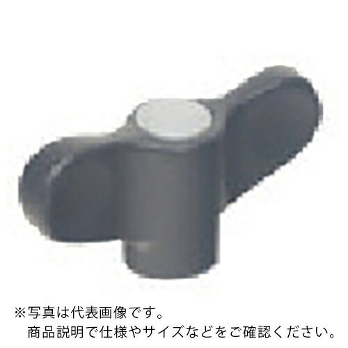 特長：最大の力で締付けても、ウイングの窪みが指にフィット感を与えます。仕様：エルゴウイングナット(メネジ)キャップ付材質／仕上：ノブ：ポリアミド(ガラス繊維強化) つや消しブラックキャップ：ポリアミド グレーメネジ：黄銅(C3604B)注意...