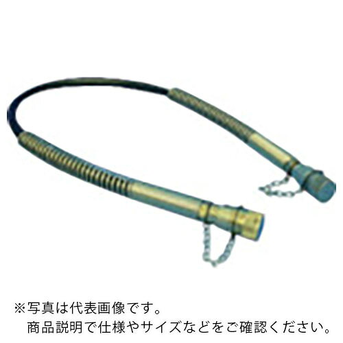 特長：両端カプラー付ラバーホースです。爪つきジャッキDH−S型と油圧ポンプの全機種に使用可能です。用途：油圧ポンプとジャッキシリンダー接続用油圧ホース仕様：長さ2m両端カプラー付圧力：70MPAダイキ　油圧ホースカプラー付2M材質／仕上：ラ...