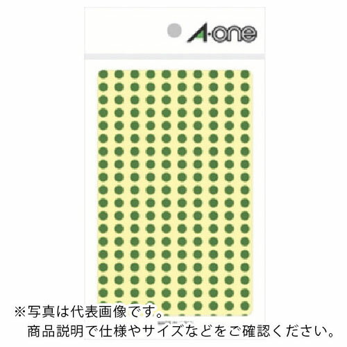 特長：豊富なカラーで識別に便利な丸型のラベルです。用途：グラフや分布図の作成に在庫管理などの色分け表示に仕様：色：緑面付：10列×20段(200片)1パック内：1800片シートサイズ：90×150mmラベルサイズ直径(mm)：5厚さ(mm)...