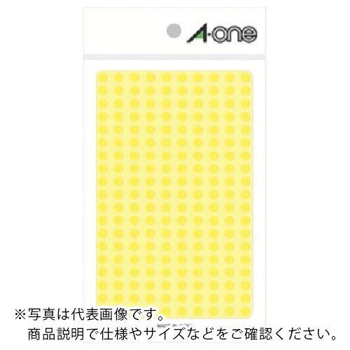 特長：豊富なカラーで識別に便利な丸型のラベルです。用途：グラフや分布図の作成に在庫管理などの色分け表示に仕様：色：黄面付：10列×20段(200片)1パック内：1800片シートサイズ：90×150mmラベルサイズ直径(mm)：5厚さ(mm)...