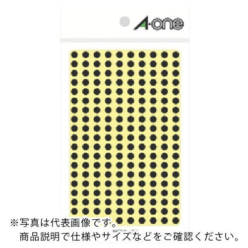 特長：豊富なカラーで識別に便利な丸型のラベルです。用途：グラフや分布図の作成に在庫管理などの色分け表示に仕様：色：黒面付：10列×20段(200片)1パック内：1800片シートサイズ：90×150mmラベルサイズ直径(mm)：5厚さ(mm)...