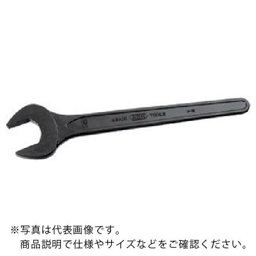 特長：JIS規格品です。スパナの利点である仮締め時の早回しが可能です。口の傾き角度が約15°付いており裏表を使用することで狭い場所での作業を可能とします。用途：六角ボルト・ナットの締結作業。仕様：二面幅寸法(mm)：46全長(mm)：385...