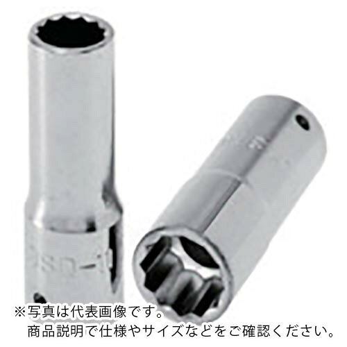 特長：通常のソケットより全長長いので、奥深い箇所でも使用できます。用途：六角ボルト・ナットの締結作業。仕様：対辺寸法(mm)：17差込角(mm)：9.5全長(mm)：55JIS表示認定工場製材質／仕上：材質:クロムバナジウム鋼表面処理:ニッ...
