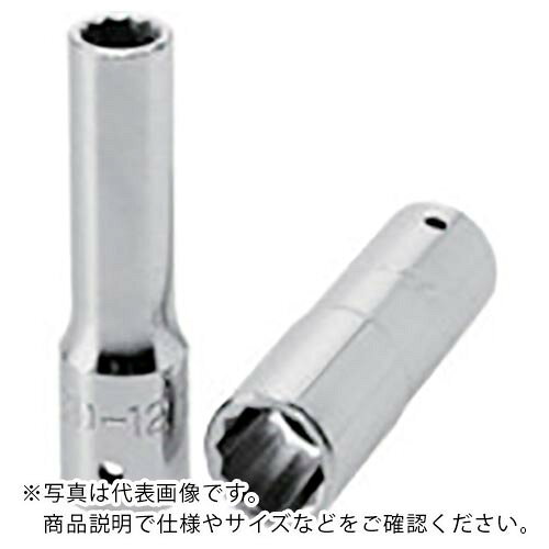 特長：通常のソケットより全長長いので、奥深い箇所でも使用できます。用途：六角ボルト・ナットの締結作業。仕様：対辺寸法(mm)：9差込角(mm)：12.7全長(mm)：80JIS表示認定工場製材質／仕上：材質:クロムバナジウム鋼表面処理:ニッ...
