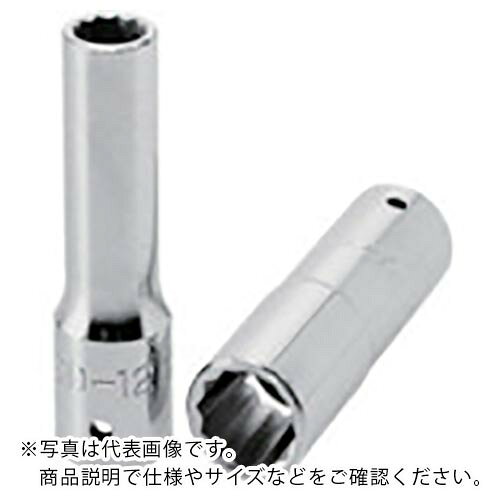 特長：通常のソケットより全長長いので、奥深い箇所でも使用できます。用途：六角ボルト・ナットの締結作業。仕様：対辺寸法(mm)：10差込角(mm)：12.7全長(mm)：80JIS表示認定工場製材質／仕上：材質:クロムバナジウム鋼表面処理:ニ...