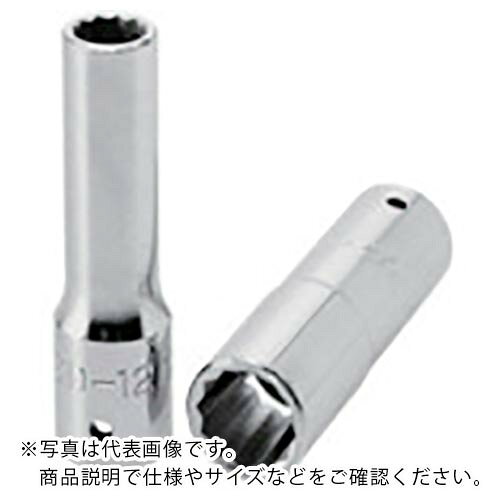 特長：通常のソケットより全長長いので、奥深い箇所でも使用できます。用途：六角ボルト・ナットの締結作業。仕様：対辺寸法(mm)：12差込角(mm)：12.7全長(mm)：80JIS表示認定工場製材質／仕上：材質:クロムバナジウム鋼表面処理:ニ...