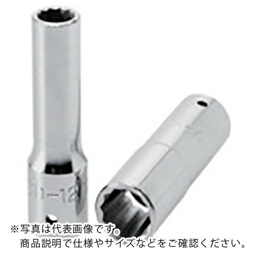 特長：通常のソケットより全長長いので、奥深い箇所でも使用できます。用途：六角ボルト・ナットの締結作業。仕様：差込角(mm)：12.7対辺寸法(mm)：24全長(mm)：80対辺形状：12角対辺(mm)：24JIS表示認定工場製材質／仕上：ク...