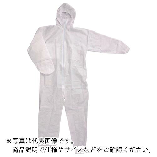 特長：表面に撥水加工を施した不織布つなぎ服です。用途：土木・建築業・一般作業。仕様：色：ホワイトサイズ：M適合身長(cm)：160〜170適合胸囲(cm)：84〜92ウエスト(cm)：72〜80股下(cm)：66着丈(cm)：149袖丈(c...