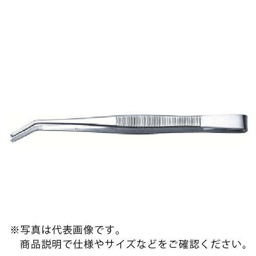 特長：狭いところでも楽に作業でき、つまんだ品物が見やすい先曲ピンセットです。用途：細かなパーツのつまみ作業に。仕様：全長(mm)：150幅(mm)：9.8先端形状：先曲型先端幅(mm)：2.3ギザ付材質／仕上：ステンレス(SUS430)　●...