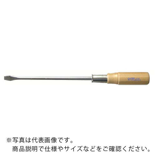 特長：木柄ハンドルのドライバーです。ハンマーで叩ける座金付です。用途：マイナスネジ回し作業に。仕様：刃先：［［−］］9軸長(mm)：200全長(mm)：330柄径(mm)：30軸径(mm)：8マグネット：有木柄貫通タイプ先端：マグネット入り...