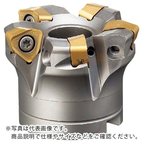特長：極限の高送り加工を実現する次世代高送りカッターです。軸方向切込み最大3mmで1刃当たり送りfz=2mm/tの高送りを実現しています。チップは両面6コーナー使用で経済的です。用途：高送り用。仕様：刃数CICT(枚)：4切削径DC(mm)...