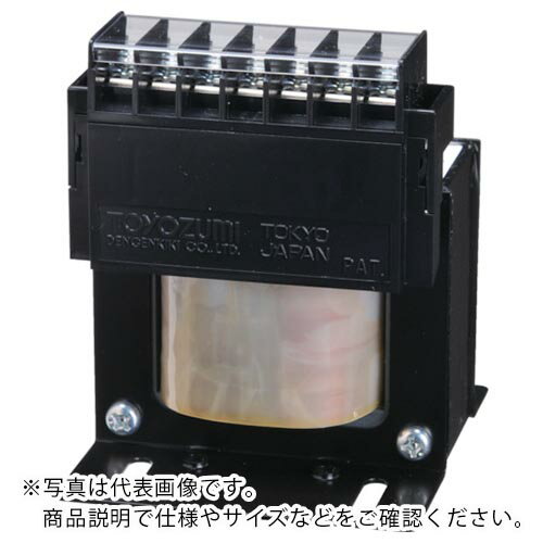 特長：単相、複巻タイプです。50/60Hz両用になります。耐電圧は2KVです。E種絶縁となります。JIS C-6436適用です。P-S間シールド付です。400V対100 Vの絶縁トランスで電源ノイズを防ぐのに適しております。ローコストモデル...
