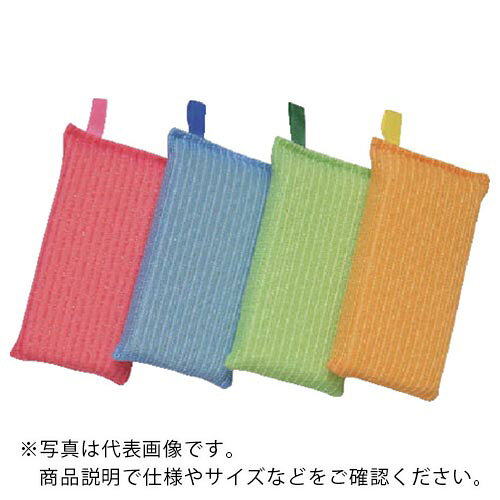 特長：HACCP対策としてエリアごとの色分け使用に最適です。ポリエステル丸糸と偏平糸（フィルム状）の特殊集合糸によって凸凹を出し立体的に編んでいますので汚れをしっかり落とします。女性の手にもフィットしやすい大きさです。用途：食器類の洗浄仕様...