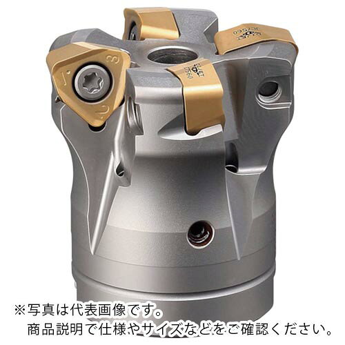 特長：極限の高送り加工を実現する次世代高送りカッターです。軸方向切込み最大3mmで1刃当たり送りfz=2mm/tの高送りを実現しています。用途：高送り用。仕様：刃数CICT(枚)：3切削径DC(mm)：50全長OAL(mm)：55適合チップ...