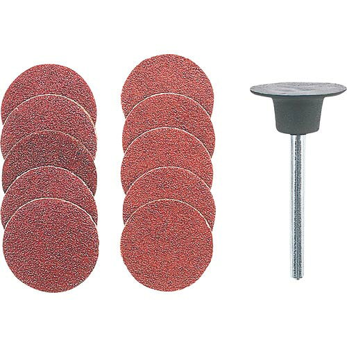 用途：木工、金工の平面研磨、仕上げに。仕様：直径(mm)：φ18シャフト径(mm)：3.0材質／仕上：120番、150番ヤスリペーパーセット内容／付属品：120番、150番ヤスリペーパー各5枚　●代表画像について 商品によっては、代表画像を...