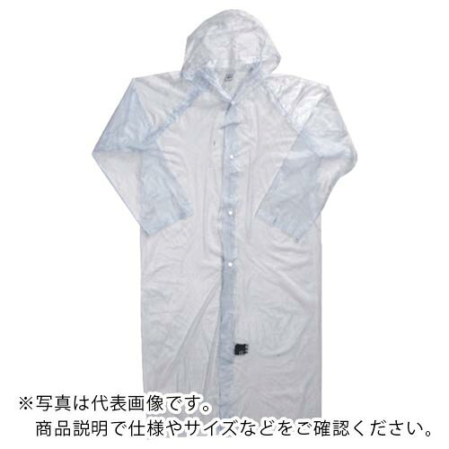 特長：簡易のレインコートです。コンパクトなので容易に携帯出来ます。用途：雨天時の野外作業に。仕様：色：クリアサイズ：100cm身長(cm)：150〜160胸囲(cm)：120フード付材質／仕上：ポリ塩化ビニール100％　●代表画像について ...