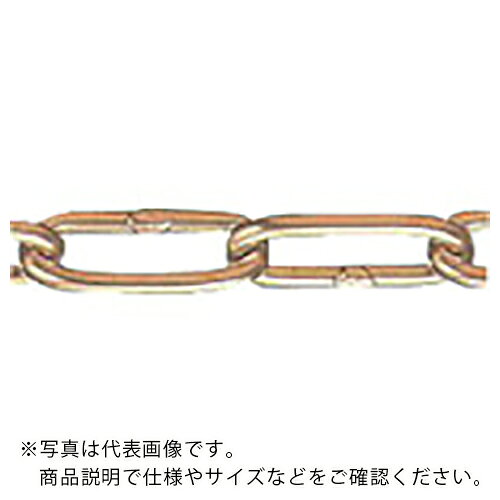 特長：銅と亜鉛を主成分とした合金で、鋼と同様の特性を持ち、黄金色をしています。用途：装飾用チェーンとして。仕様：全長(m)：30線径d(mm)：8内長P(mm)：38内幅W(mm)：12使用荷重(kN)：3.04材質／仕上：黄銅表面処理：バ...