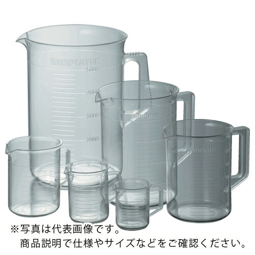 特長：耐薬品性、耐熱性、透明度に非常に優れたTPX[[（R）]]樹脂製です。底面内側が平らでマグネチックスターラーでの攪拌に適しています。オートクレーブ（121℃）も可能です。落としても割れません。取っ手が一体成型なので頑丈です。用途：計量...