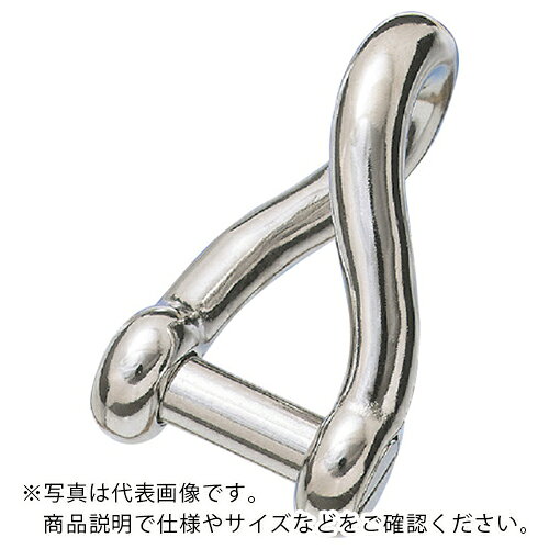 特長：90度ひねっているので角度を変えることができます。ヒネリシャックルのピンの出っ張り（摘む部分）を除いているので、ロープなどがひっかかりません。用途：チェーン・ワイヤ・ロープ等の連結金具として、また端末の金具のジョイントに。仕様：使用荷...