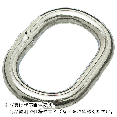 特長：同じ線径の丸リングと比較して使用荷重が約2倍程度UPします。接続部は溶接していますので、丈夫です。用途：チェーン・ロープなどの連結金具・吊り金具として。仕様：使用荷重(kN)：6.37D(mm)：11W(mm)：45P(mm)：70材...