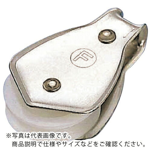 特長：小型・軽量の滑車です。用途：ロープ等を通し、荷物等の吊り上げ・引張り作業に。仕様：車径(mm)：30最大使用ロープ径(mm)：5車数：1寸法(mm)B：13寸法(mm)C：7.5車溝幅(mm)：5車幅(mm)：8.5L(mm)：57材...