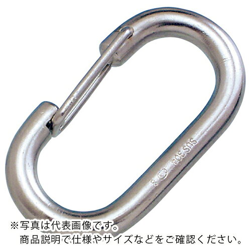 特長：シンプルな形状のフックです。用途：チェーン・ワイヤ・ロープ等の連結金具として、また端末の金具のジョイントに。仕様：使用荷重(kN)：0.05D(mm)：3L(mm)：22S(mm)：6W(mm)：8R(mm):2.5材質／仕上：ステン...