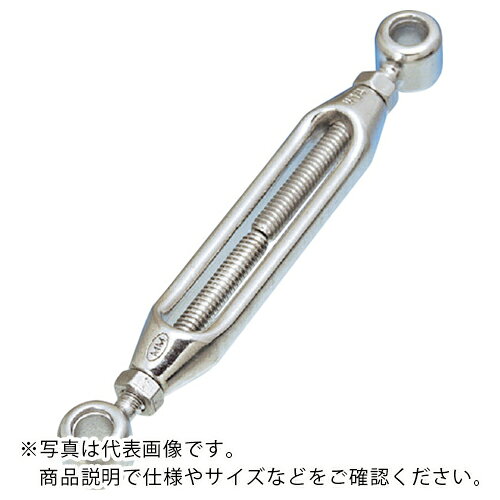 特長：枠を回転させると、ゆるめたり、締めたりすることができます。用途：ワイヤロープの張り具合の調節に。仕様：ねじ径：W-3/8L(mm)：150A(mm)：83W(mm)：26B(mm)：110d(mm)：12.3L1(mm)：200H(m...