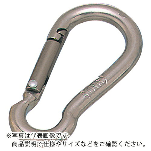 特長：軽量なスタンダードなスプリングフックです。用途：チェーン・ワイヤー・ロープ等の連結金具として、また端末の金具のジョイントに。仕様：使用荷重(kN)：0.29D(mm)：6L(mm)：62S(mm)：8W(mm)：30d1(mm)：8d...