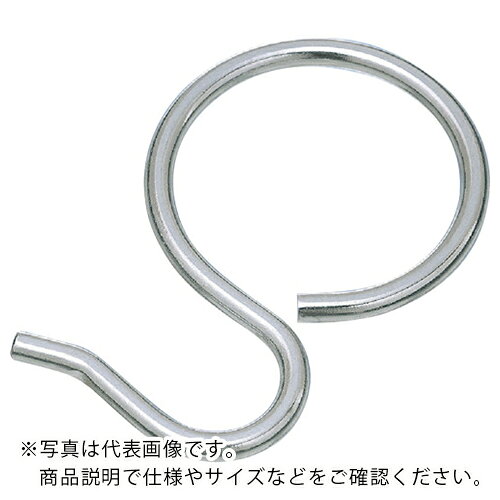 特長：Sカンの片側の先端が閉じているのが特徴です。用途：大きい輪になった方をパイプに通す事により、物掛けになります。例えばクローゼットの中に。仕様：使用荷重(kN)：0.03D(mm)：3.4L1(mm)：61.8L2(mm)：55S(mm...