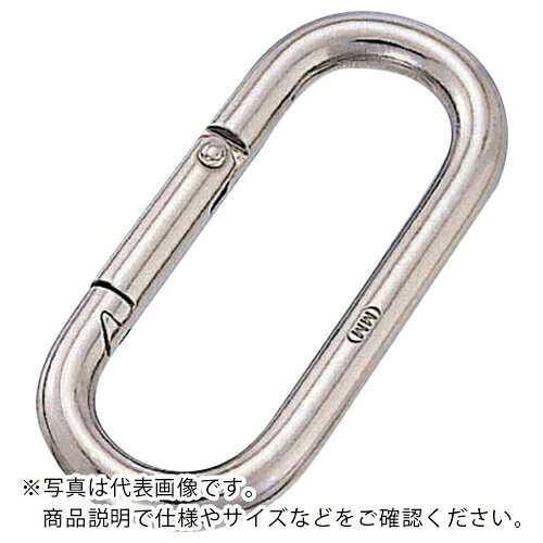 特長：スタンダードなスプリングフックです。用途：チェーン・ワイヤ・ロープ等の連結金具として、また端末の金具のジョイントに。仕様：使用荷重(kN)：0.08D(mm)：3L(mm)：25S(mm)：5W(mm)：10スタンダード型材質／仕上：...