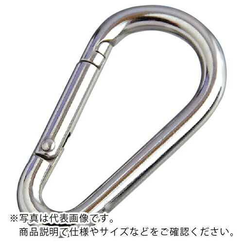 特長：ワンタッチで付け外しができます。用途：チェーン・ワイヤ・ロープ等の連結金具として、また端末の金具のジョイントに。仕様：使用荷重(kN)：1.47D(mm)：10L(mm)：102S(mm)：14W(mm)：51環なし材質／仕上：ステン...